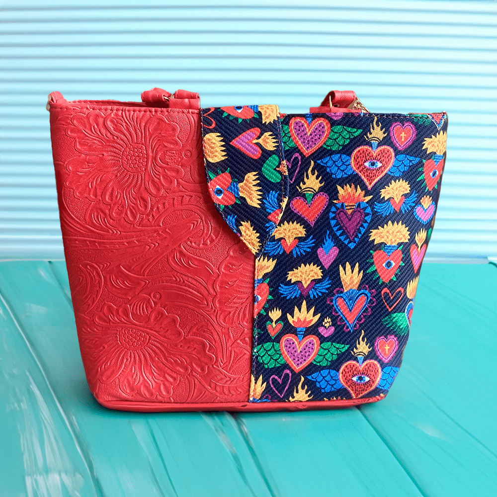 Bolsa de Mano Artesanal - Color Roja y Negro - estiloartesanal.com